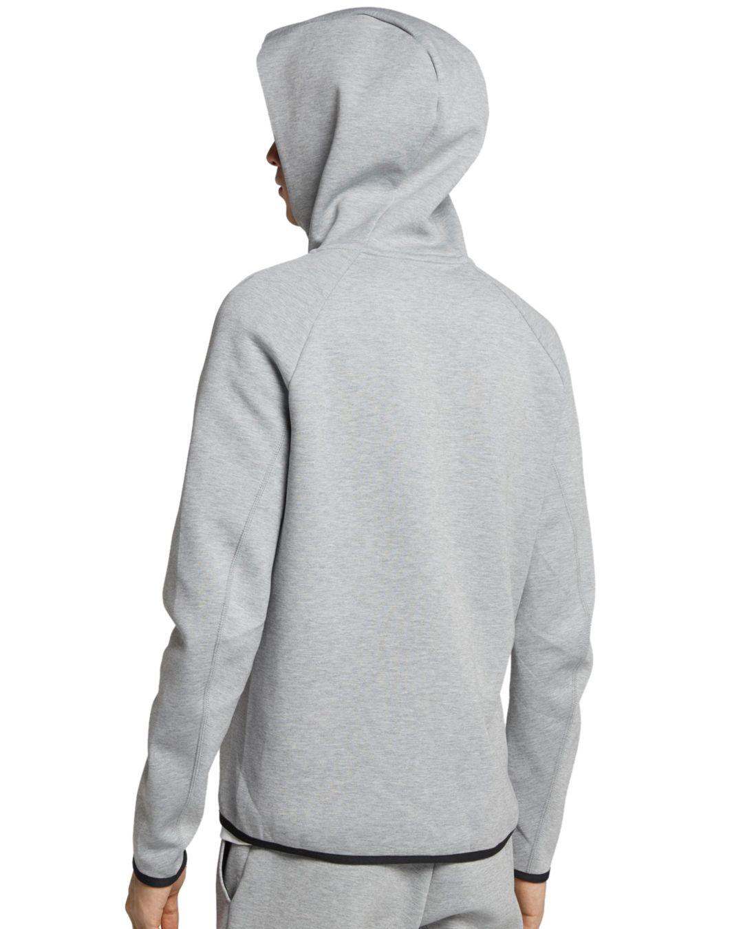Nike Tech Fleece Full Zip Hoodie In Dark Grey Heather Black White Gray