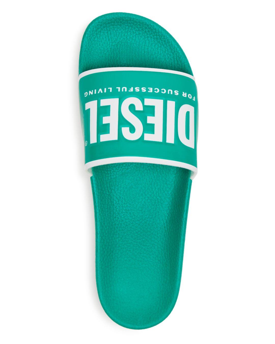 DIESEL Synthetic Men's Sa - Valla Logo Slide Sandals in Green for Men ...