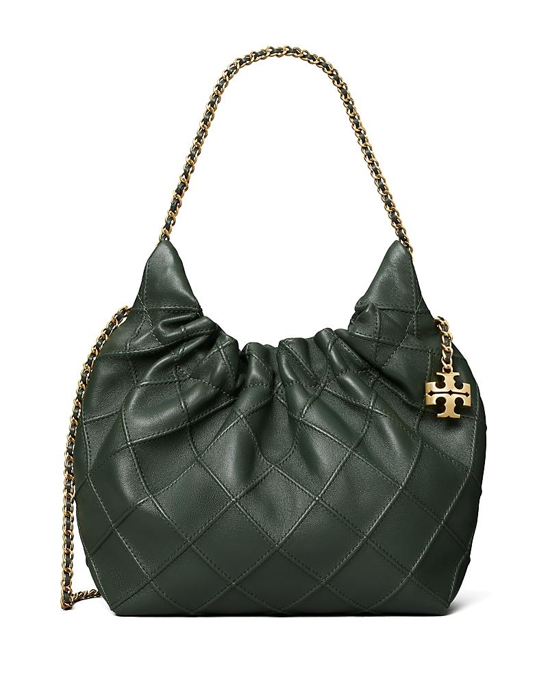 Tory Burch Fleming Mini Leather Hobo Bag in Green | Lyst