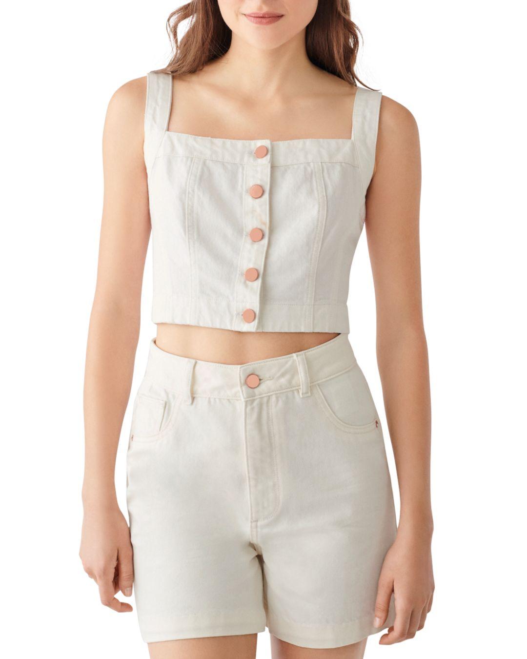 DL1961 Cotton Raena Cropped Top In Sausalito in White - Lyst