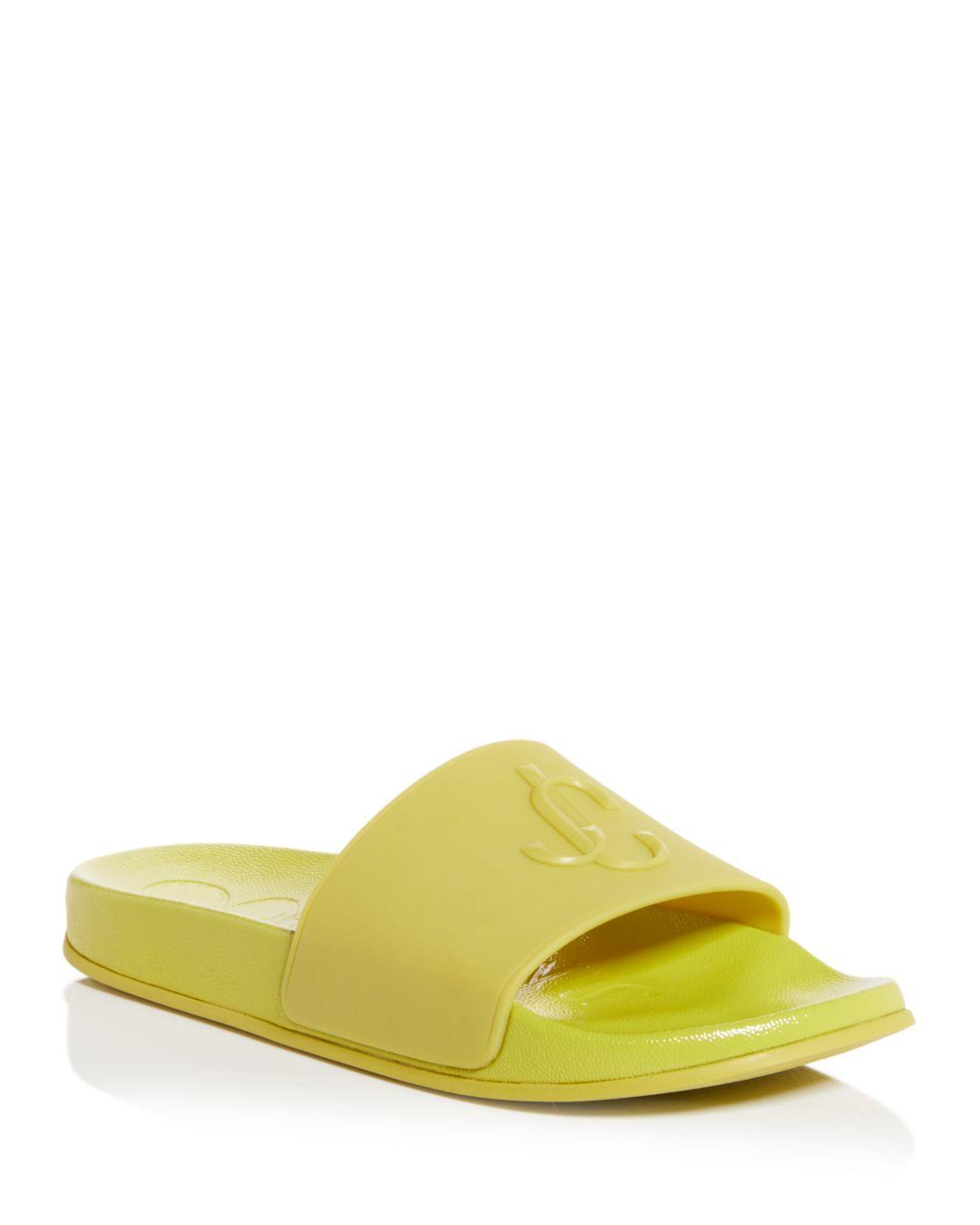 Jimmy Choo Logo Pool Slides In Yellow Lyst