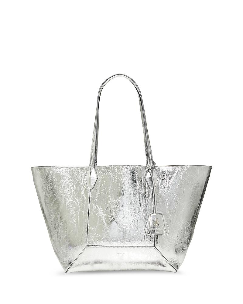 Jimmy Choo Diamond Hobo Metallic Leather Shoulder Bag in White | Lyst