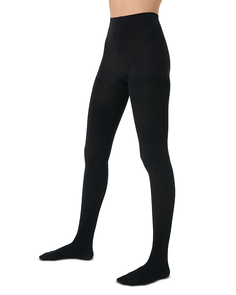 Spanx Shorty Ribbed Tights in Black | Lyst