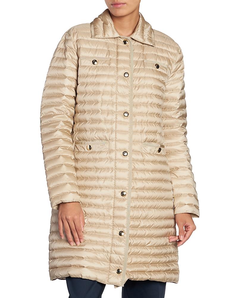 Moncler Calipso Long Down Coat in Natural | Lyst
