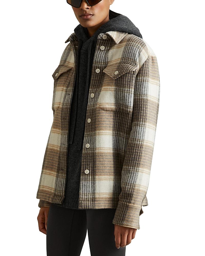 Reiss Phoebe Check Shacket in Natural | Lyst