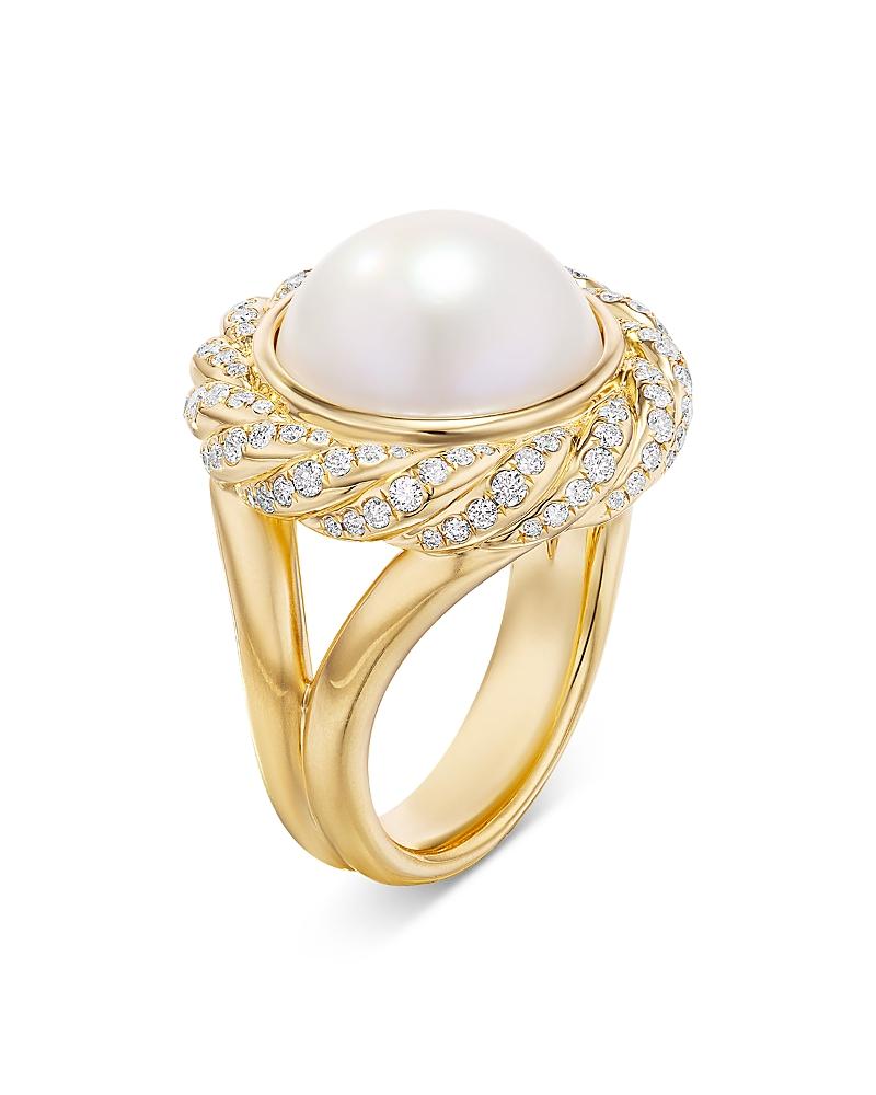David Yurman 18K Pearl South Sea Pearl & Diamond Halo Ring in Metallic ...