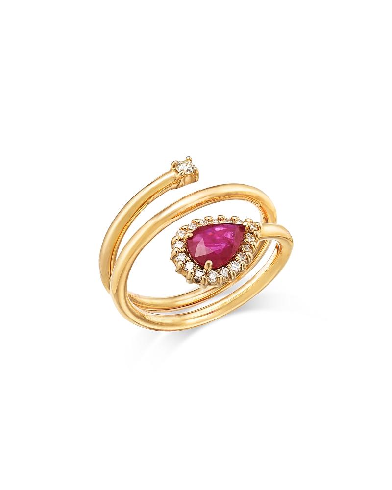 Bloomingdale's Fine Collection Ruby & Diamond Spiral Ring in White | Lyst