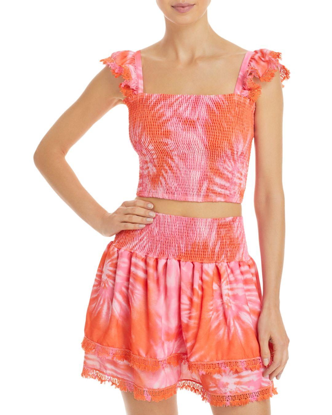 Peixoto Cotton Belle Smocked Mini Skirt Swim Cover Up Lyst