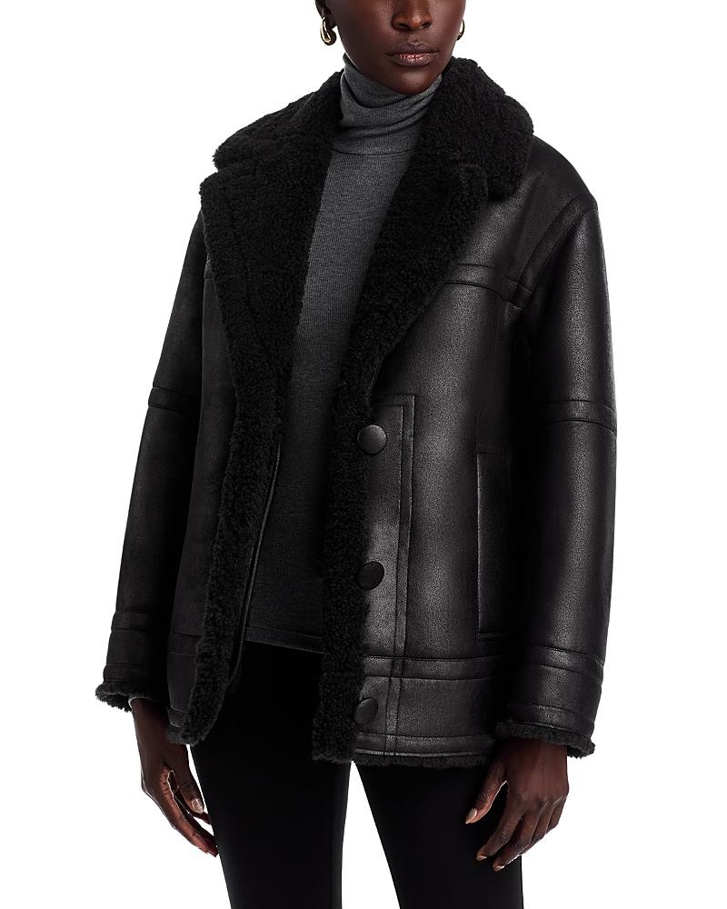 Stand Studio Louisa Faux Shearling Jacket in Black | Lyst