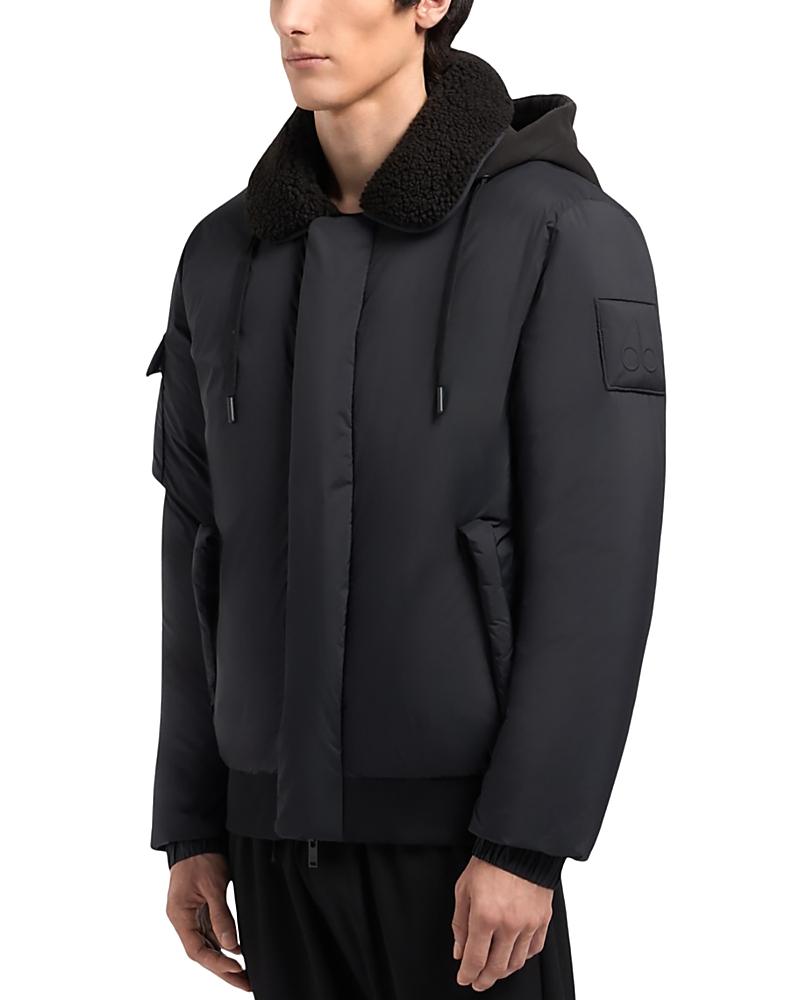 Moose Knuckles Bruce Hooded Down Bomber Jacket in Blue for Men | Lyst