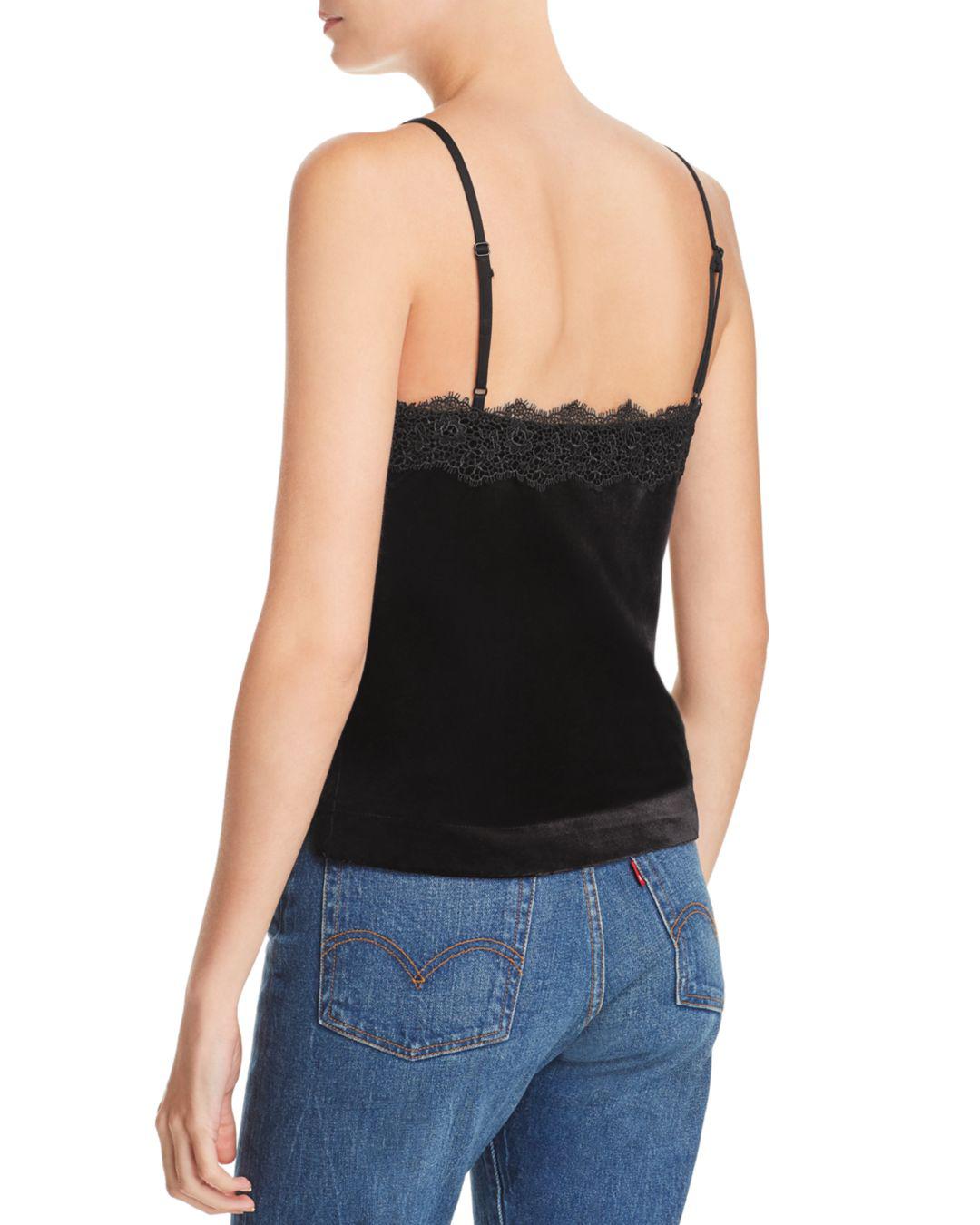 Aqua Lace Trim Velvet Camisole In Black Lyst