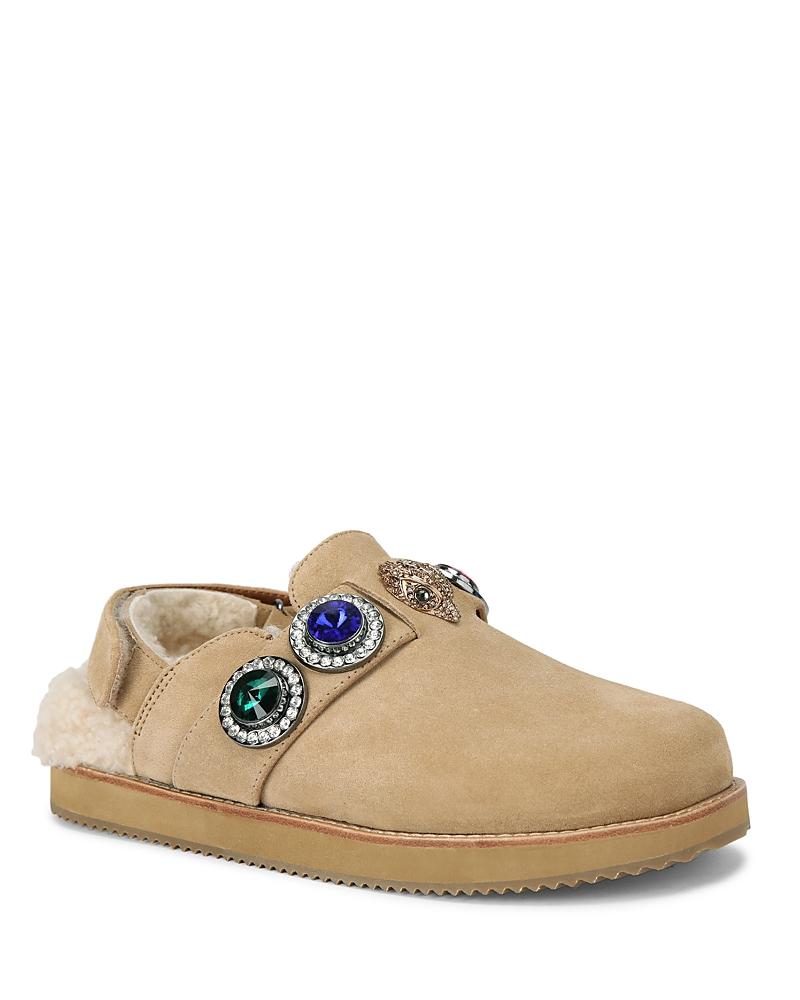 Kurt Geiger Octavia Multi Charm Shearling Mules in Natural | Lyst