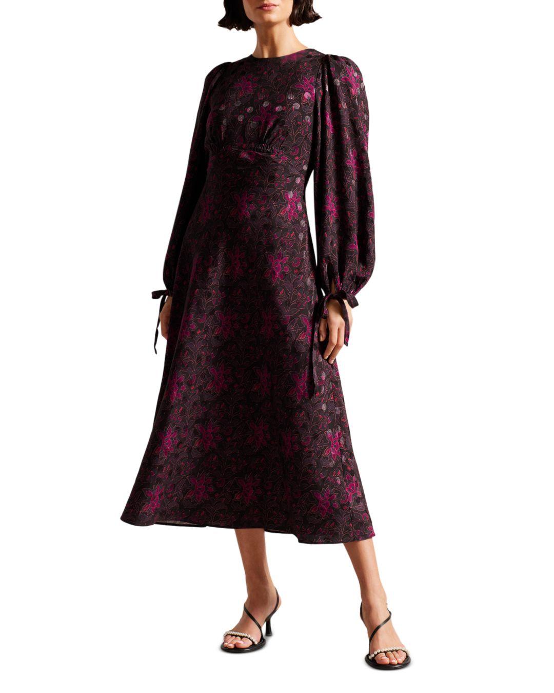 Ted Baker Merlisa Floral Print Midi Dress in Red | Lyst Ted Baker Merlisa Floral Print Midi Dress in Red | Lyst