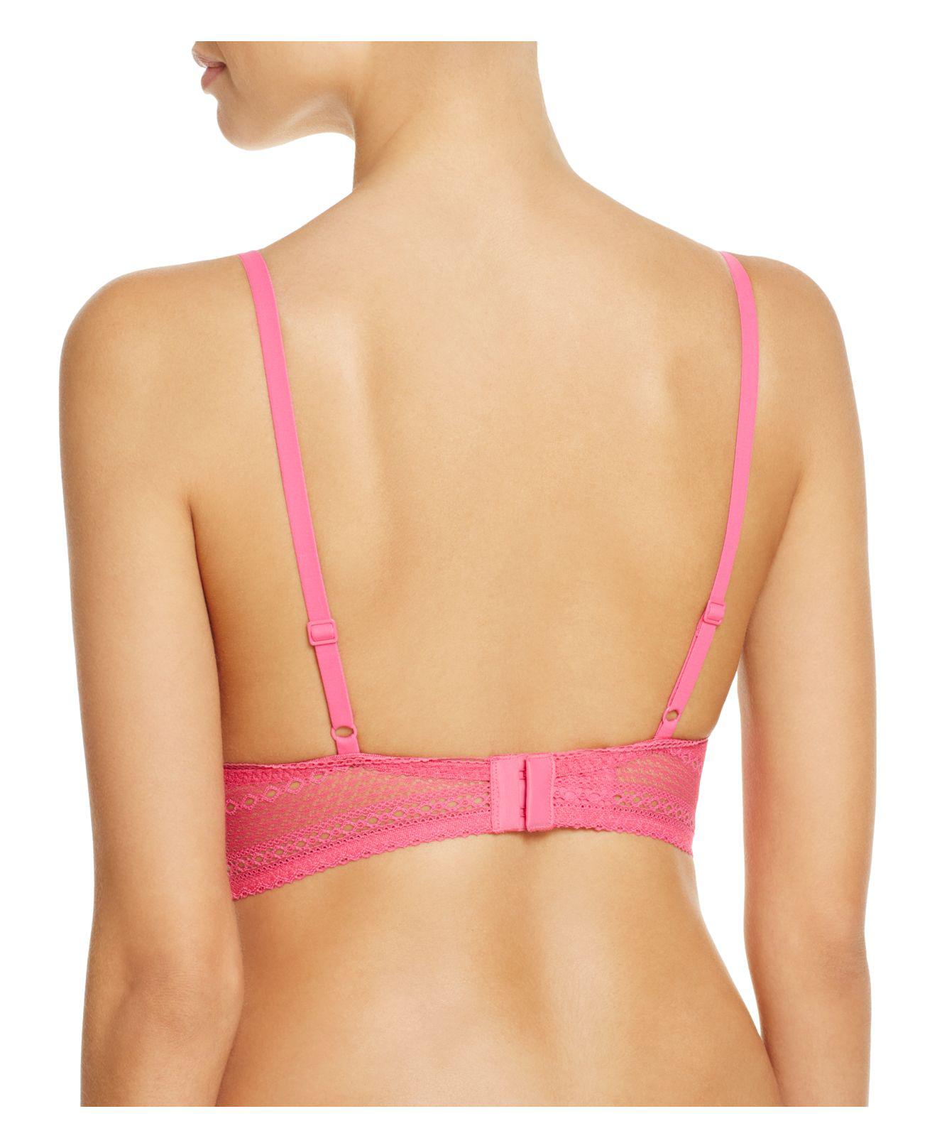 Calvin Klein Sheer Lace Triangle Bralette In Pink Lyst
