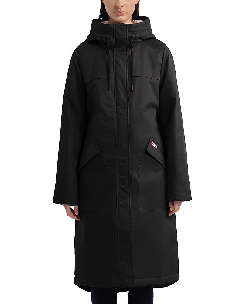 HUNTER Jane Canvas Long Padded Coat in Black | Lyst