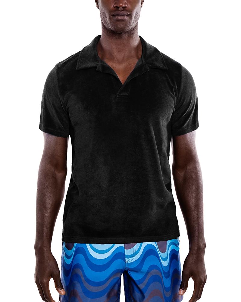 Prince & Bond Riviera Open Collar Polo Shirt in Black for Men | Lyst