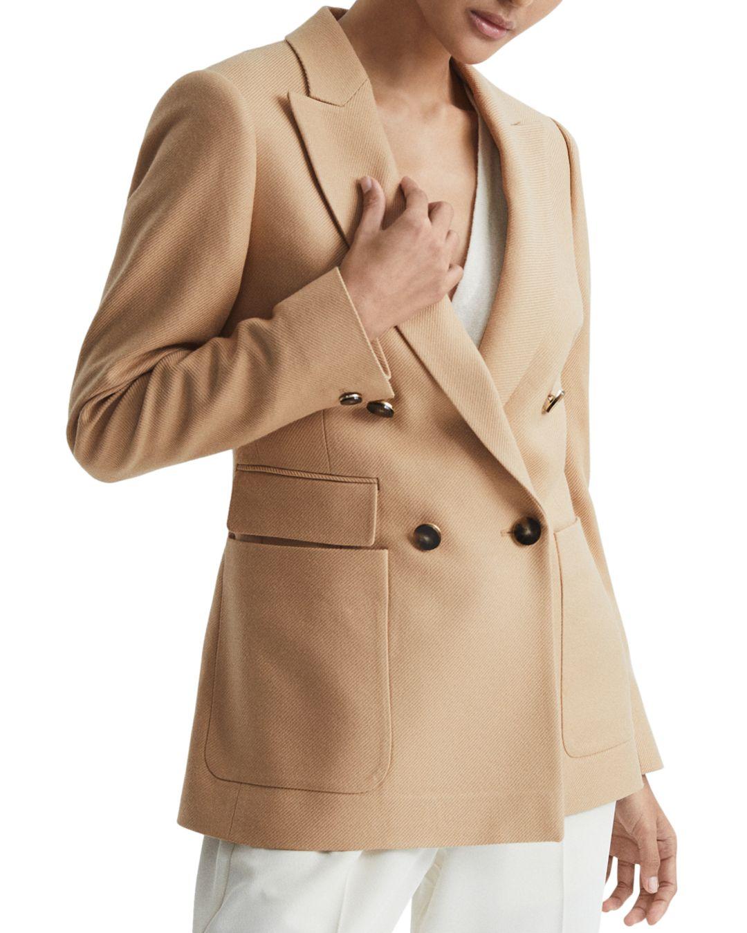 Reiss Larsson Double Breasted Twill Jacket in Natural | Lyst Reiss Larsson Double Breasted Twill Jacket in Natural | Lyst