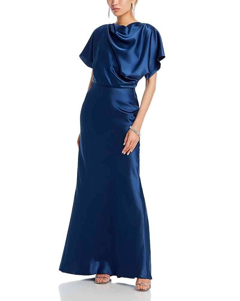 Amsale Fluid Satin Relaxed Drape Gown in Blue | Lyst