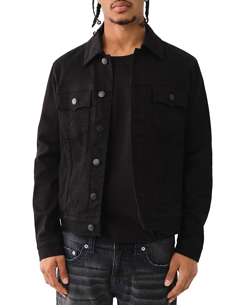 True Religion Cotton Stretch Denim Trucker Jacket in Black for Men | Lyst