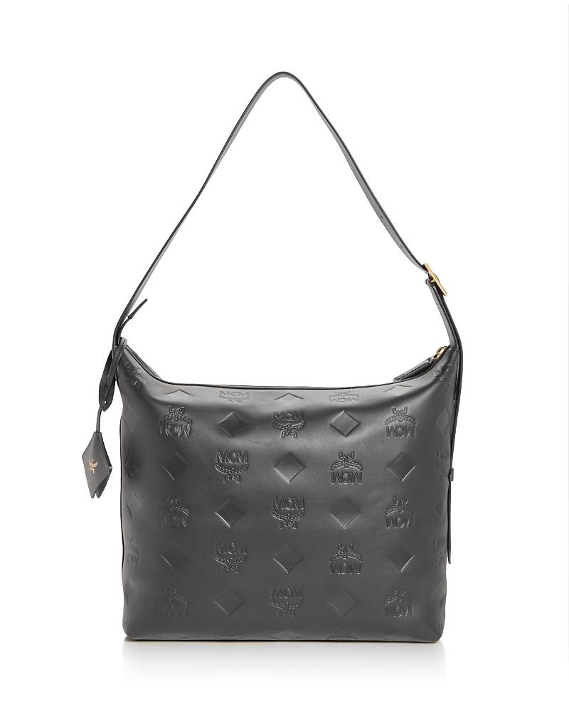 MCM Large Aren Maxi Monogram Leather Shoulder Bag in Gray | Lyst