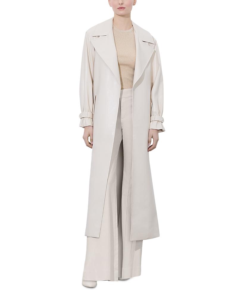 Alice + Olivia Sullivan Faux Leather Trench Coat in White | Lyst