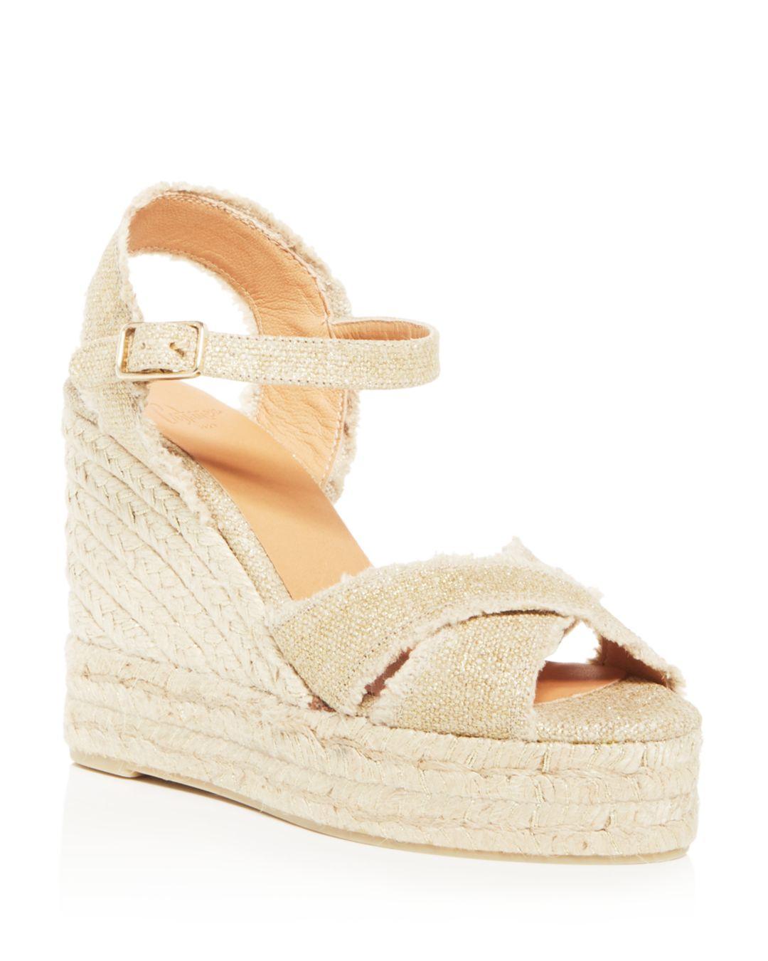 Castaner Canvas Bromelia 100 Gold Espadrille Wedge Sandals in Metallic ...