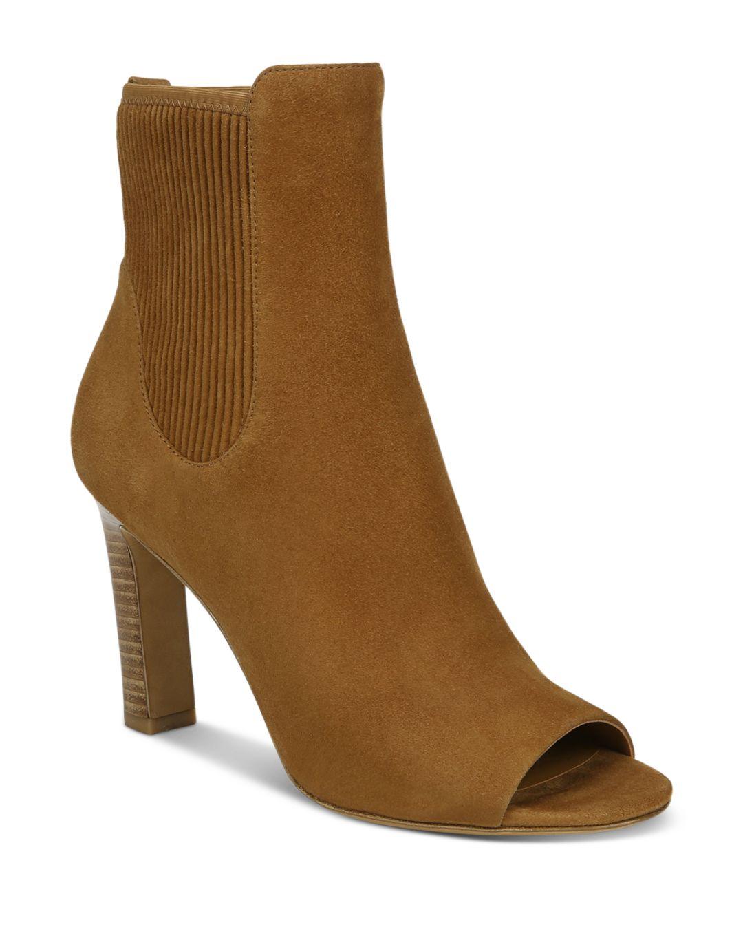 Vince Suede Womens Elsie Peep Toe Booties In Light Brown Brown Lyst