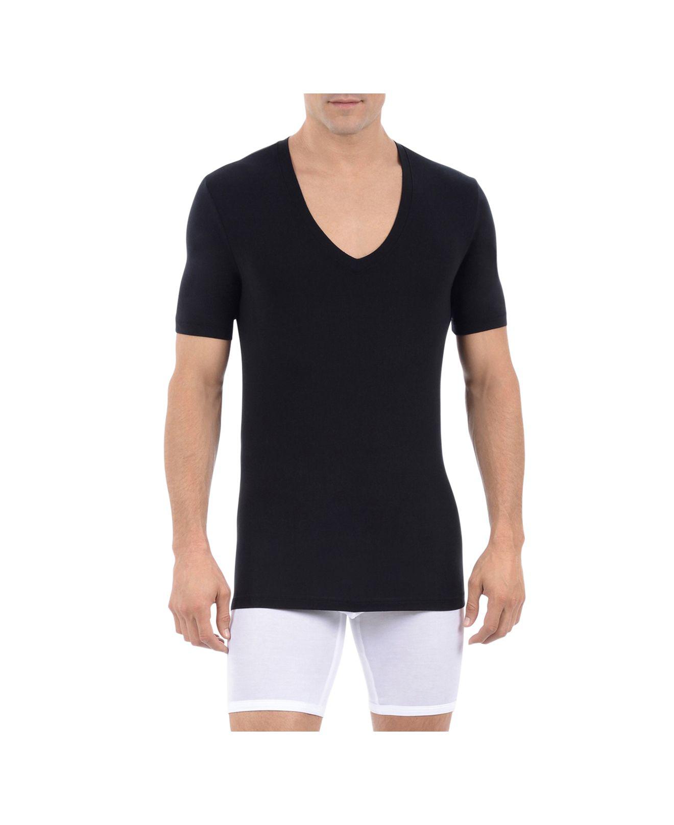 Lyst - Tommy John Cool Cotton Deep V Neck Tee in Black for Men
