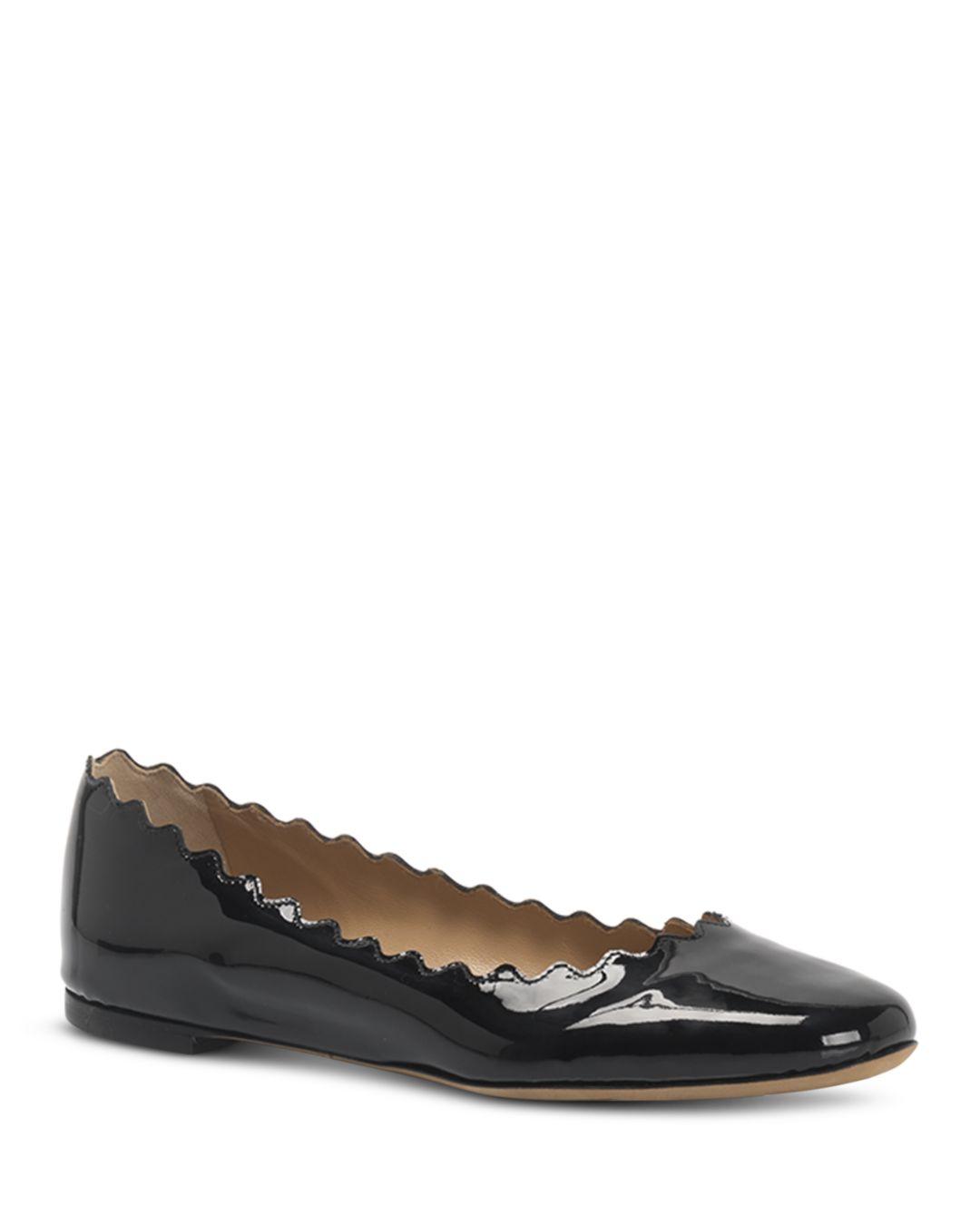 Chloé Lauren Slip On Scalloped Ballet Flats in Black | Lyst Chloé Lauren Slip On Scalloped Ballet Flats in Black | Lyst