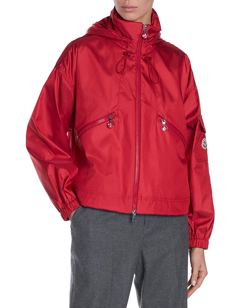 Moncler Hemar Concealed Hood Short Parka Jacket in Red | Lyst