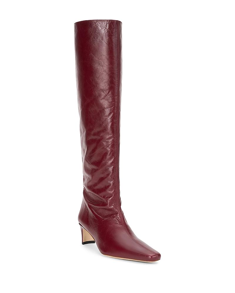 STAUD Wally Mid Heel Knee High Boots in Red | Lyst