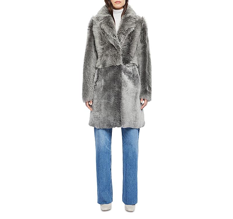 Hiso Cameo Shearling Coat in Gray | Lyst