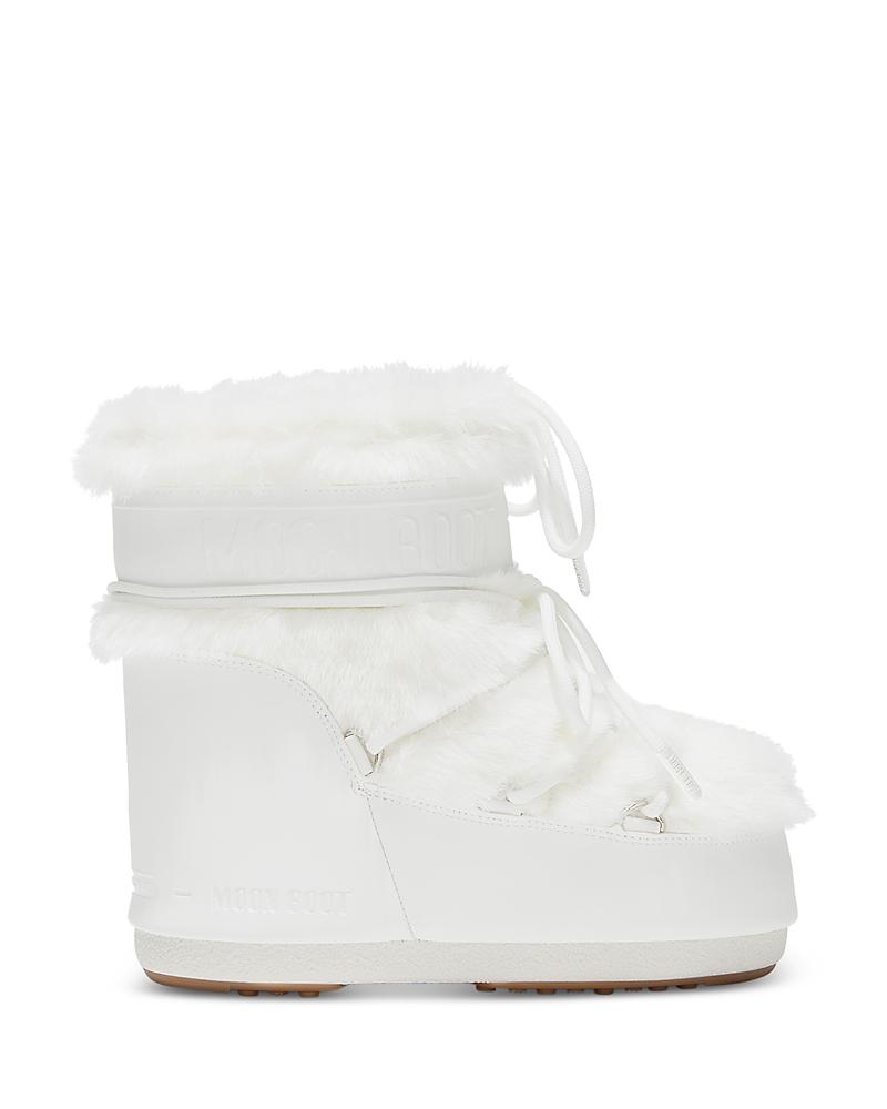 Moon Boot Icon Lace Up Faux Fur Booties in White | Lyst