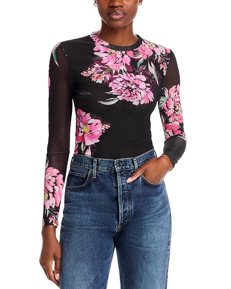 Johnny Was Natalie Floral Mesh Top in Blue | Lyst