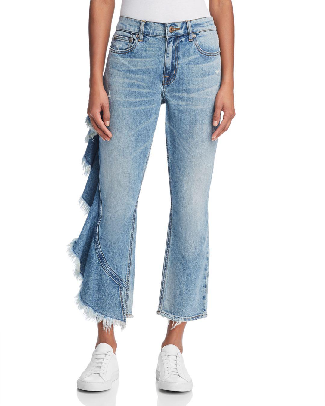 Pistola Denim Lennon Side-ruffle Fringed Jeans in Blue - Lyst