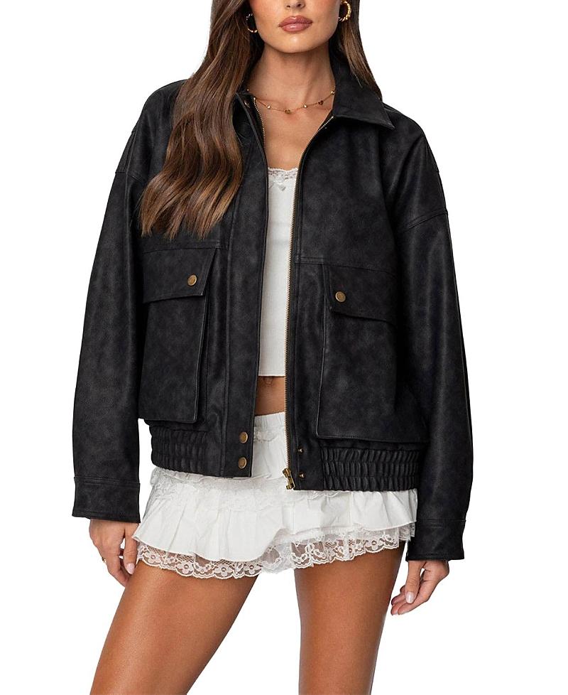 Edikted Cargo Bomber Jacket in Black | Lyst