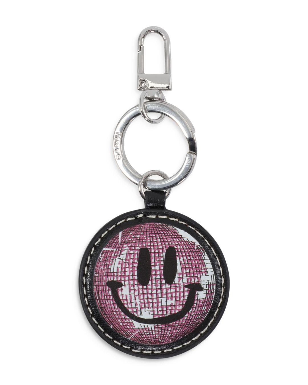 Ganni Smiley Face Keychain in Pink | Lyst Ganni Smiley Face Keychain in Pink | Lyst