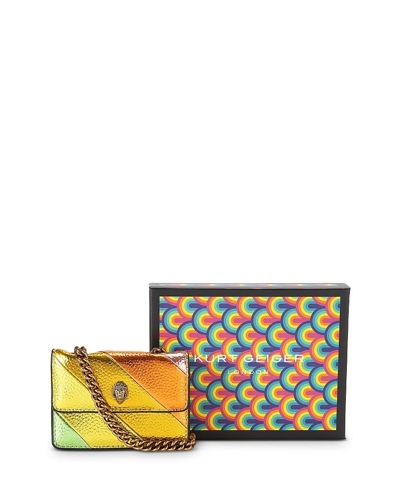Kurt Geiger Micro Metallic Kensington Crossbody in Yellow | Lyst
