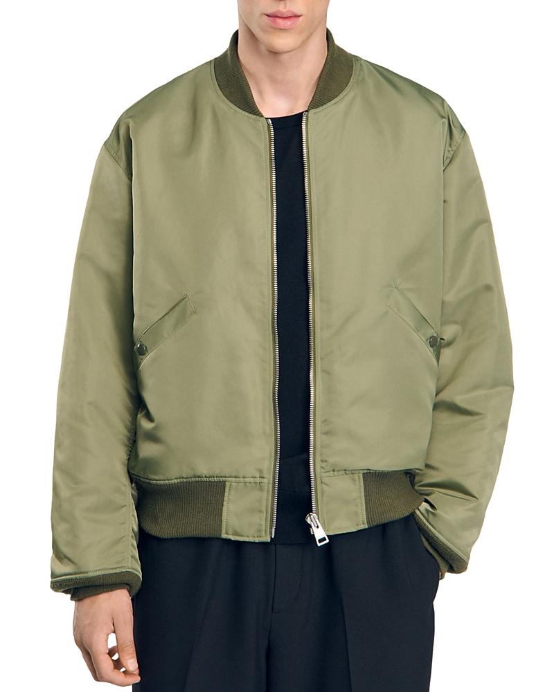 Sandro Zip Front Bomber Jacket in Green for Men | Lyst