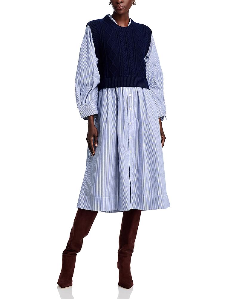 Sea Caleb Cable Knit Layered Dress in Blue | Lyst
