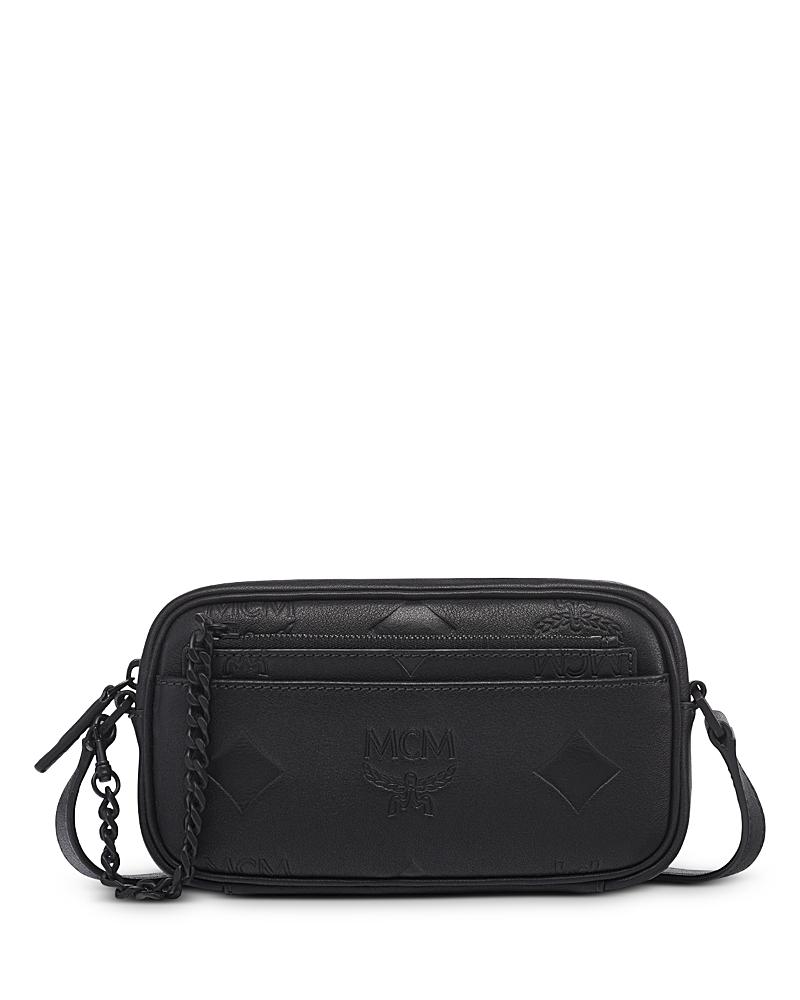 MCM Aren Maxi Monogram Leather Crossbody in Black for Men | Lyst