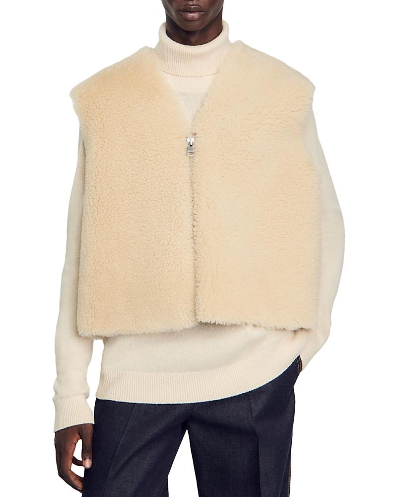 Sandro Shearling Vest in Natural for Men | Lyst