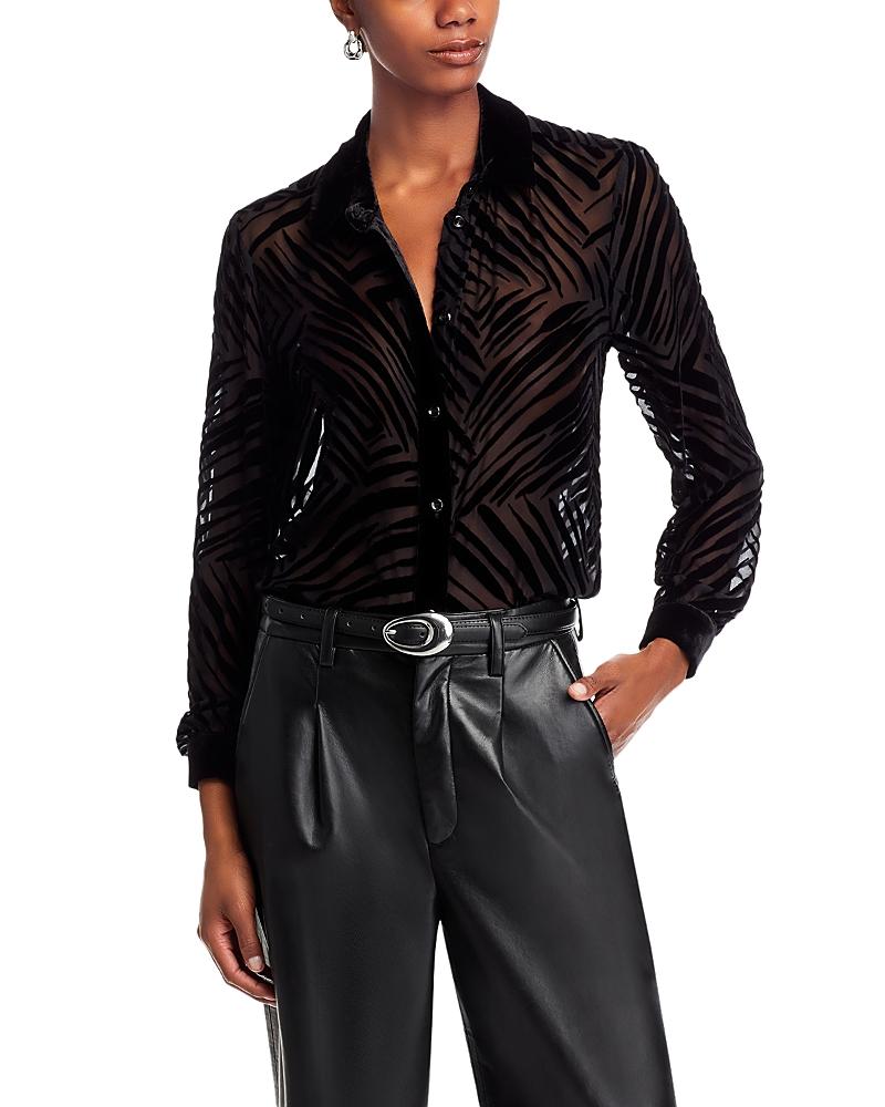 Bella Dahl Velvet Burnout Blouse in Black | Lyst