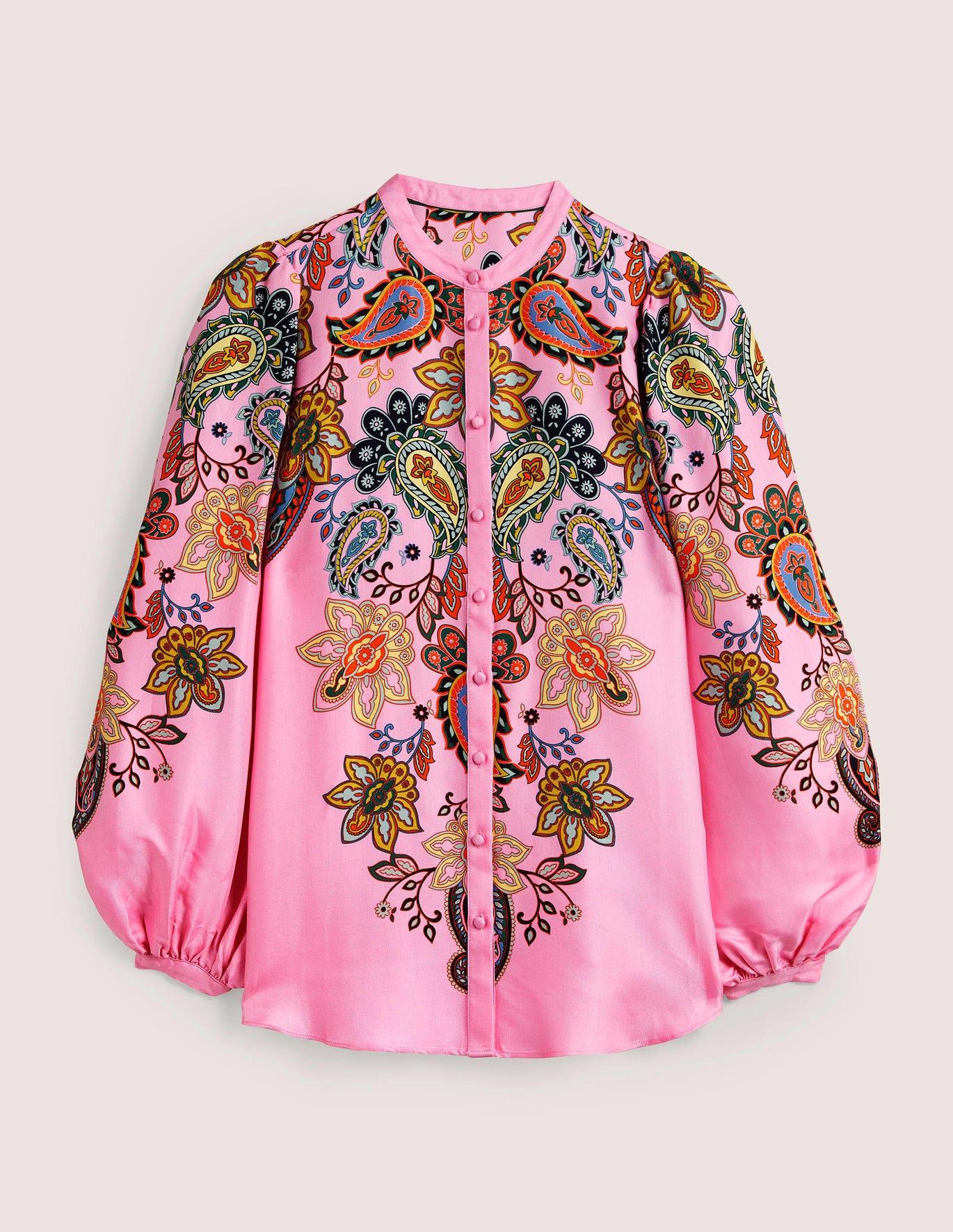 Boden Silk Blouson Sleeve Blouse Cherry Blossom in Pink | Lyst