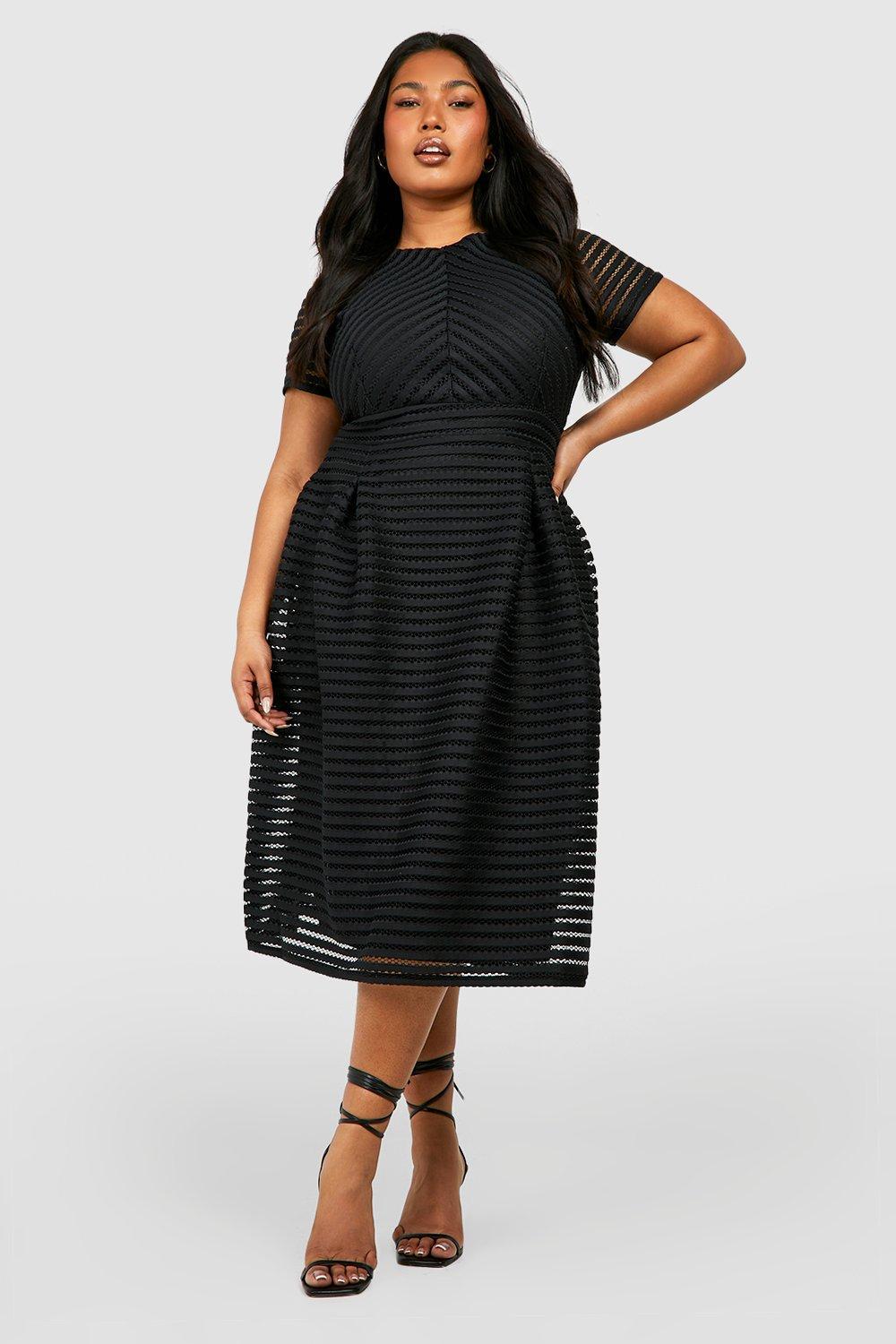 Boohoo Plus Boutique Full Skirted Prom Midi Dress In Black Lyst
