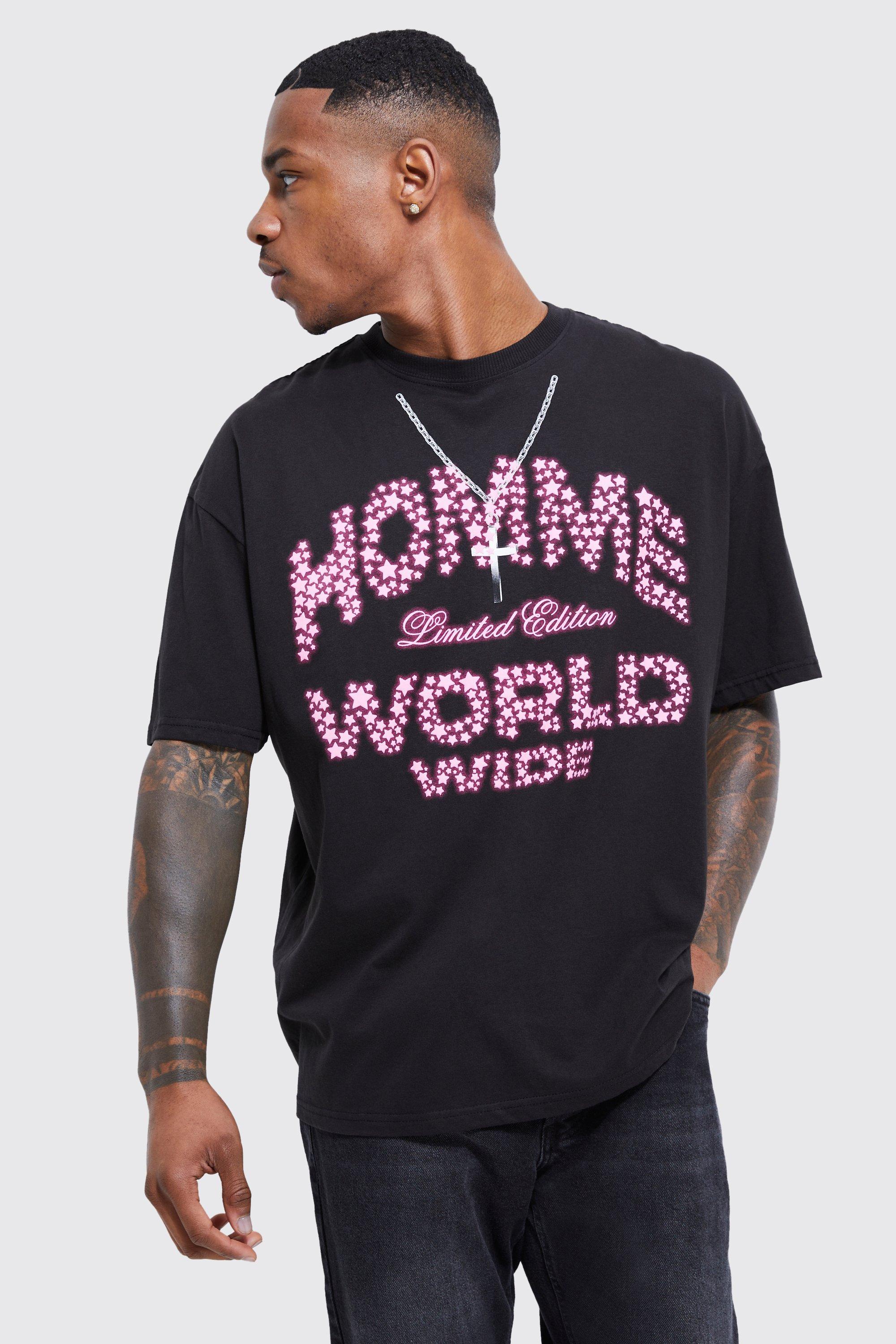 Boohooman Oversized Puff Print Homme Star T Shirt In Blue For Men Lyst