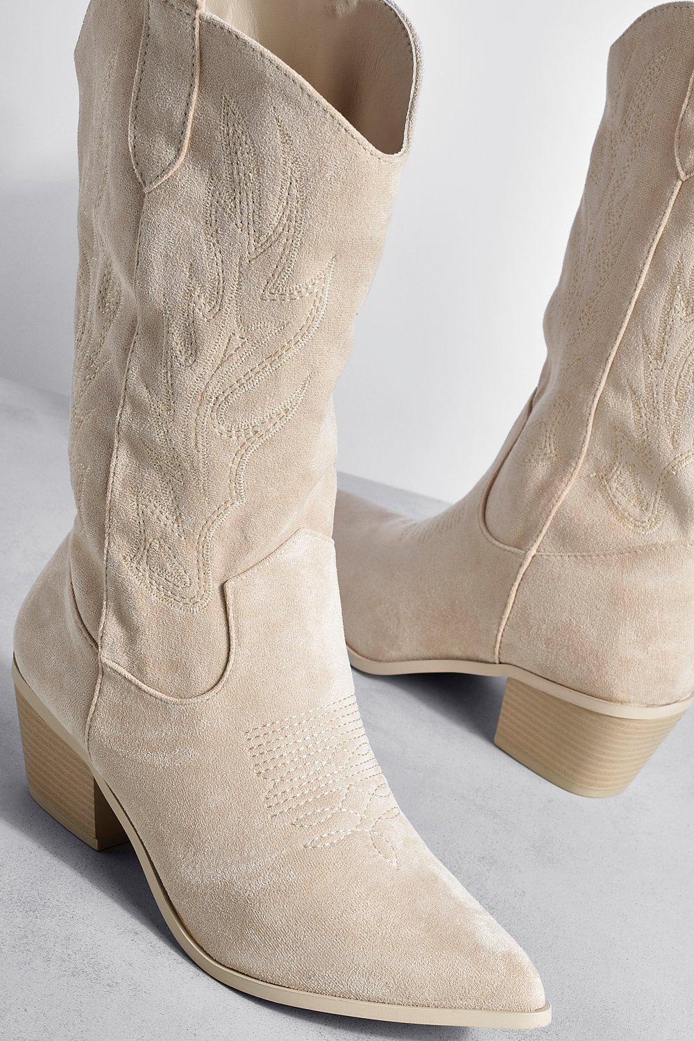 Kaiya Suede Wide Width Wide Calf Cowboy Boots In Brown