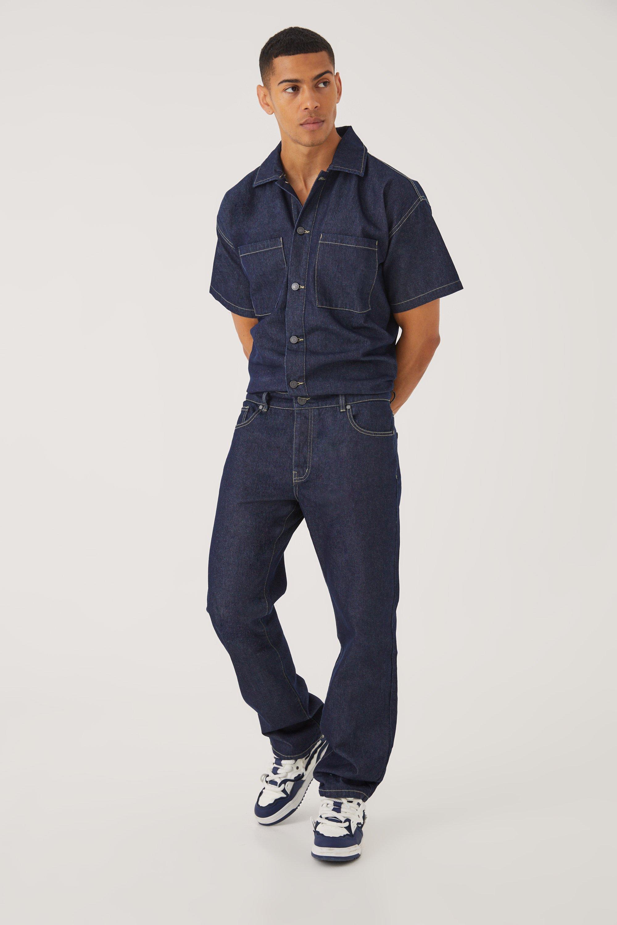 BoohooMAN Relaxed Fit Denim Jumpsuit in Blue for Men | Lyst