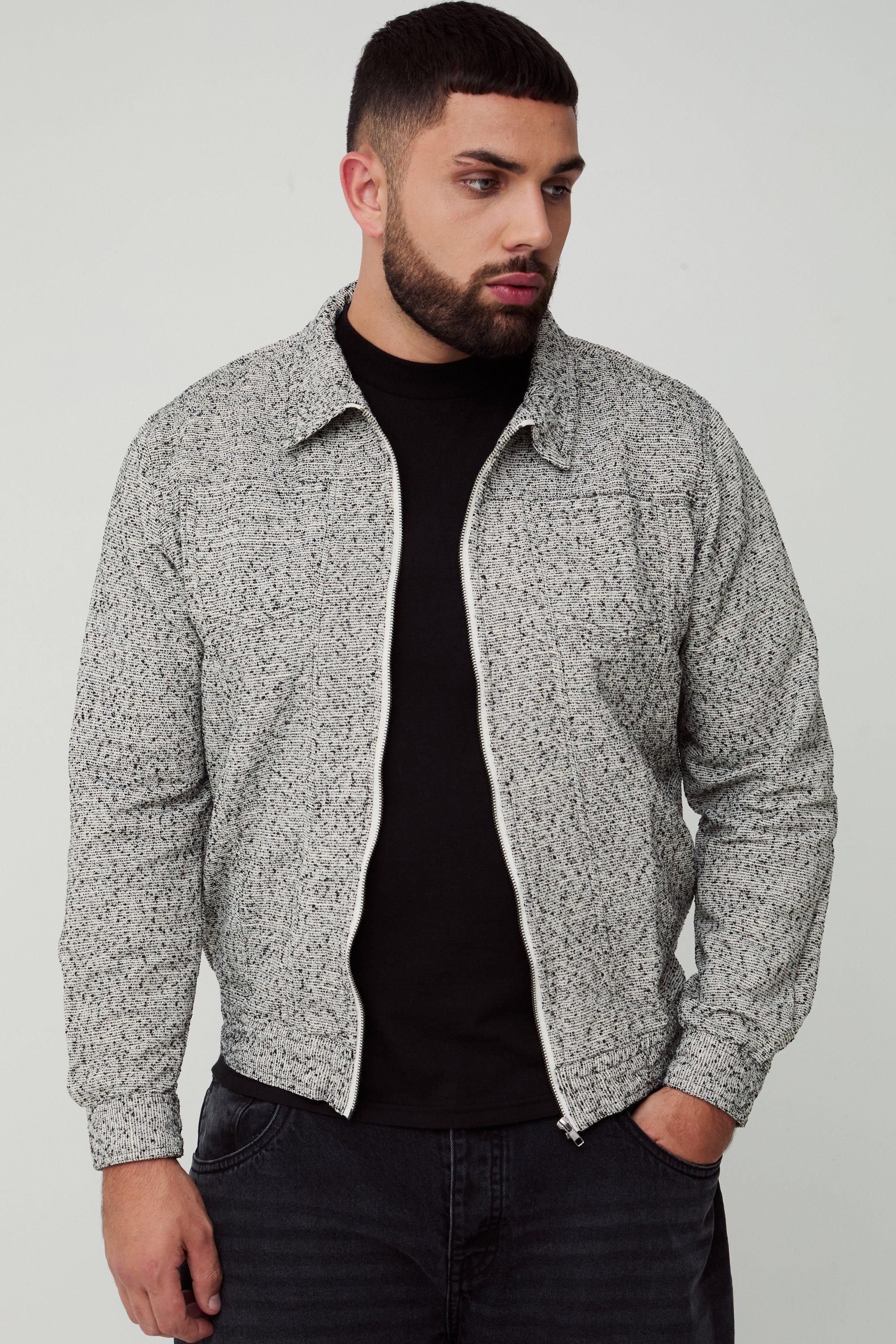 BoohooMAN Plus Textured Harrington Jacket in Gray for Men | Lyst