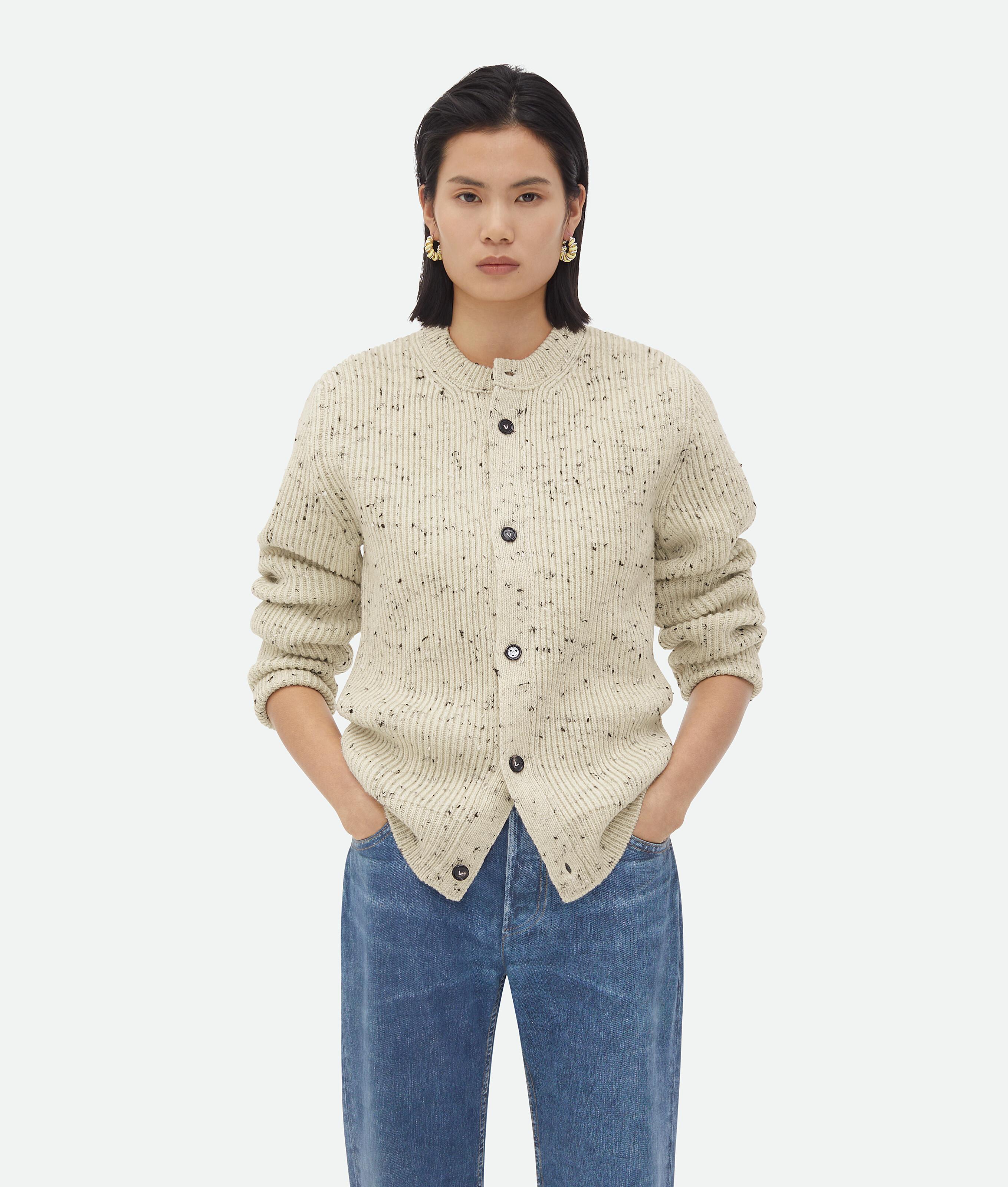 Bottega Veneta Textured Wool Rib Oversized Cardigan in Natural | Lyst